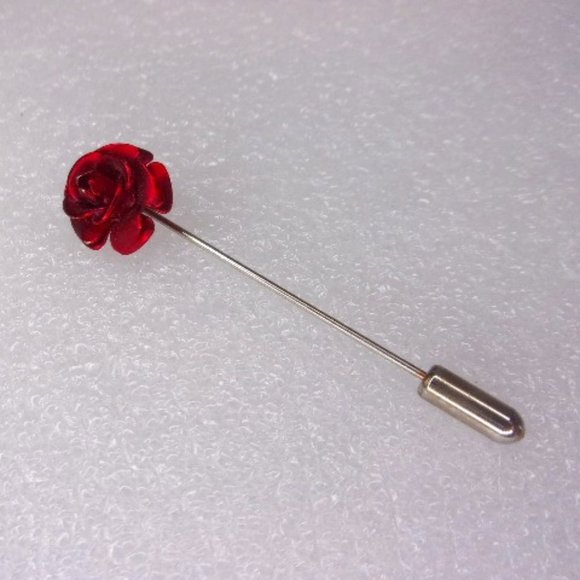 Vintage | Jewelry | Vintage Red Rose Metal Stick Pin 97s Era | Poshmark